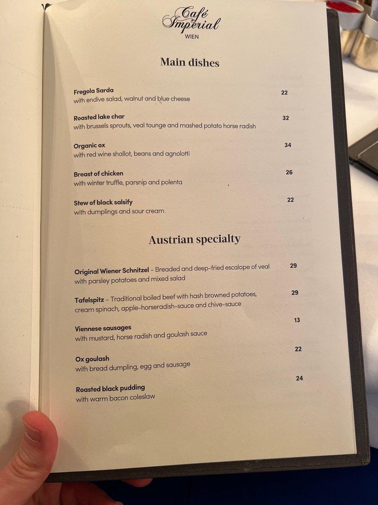 Speisekarte von Café Imperial cafe, Wien