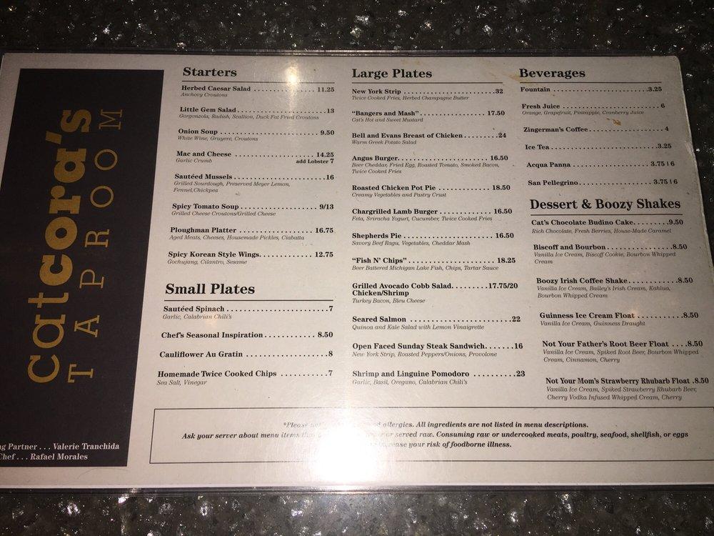 Menu at Cat Cora's Taproom pub & bar, Romulus