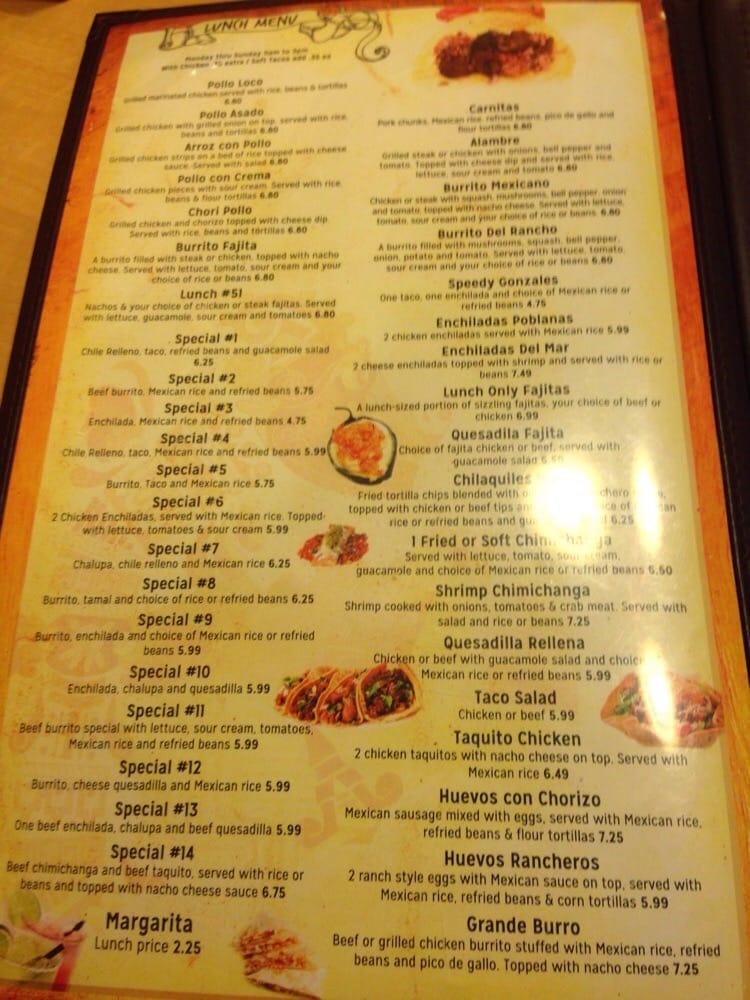 Menu at El Ranchero Mexican Grill And Bar, Franklin