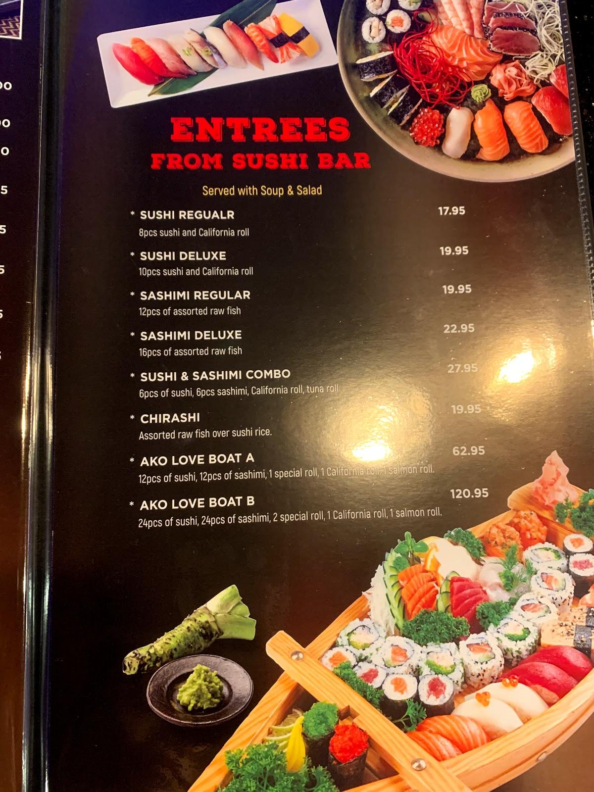 Menu at Ako Sushi & Seafood restaurant, Titusville
