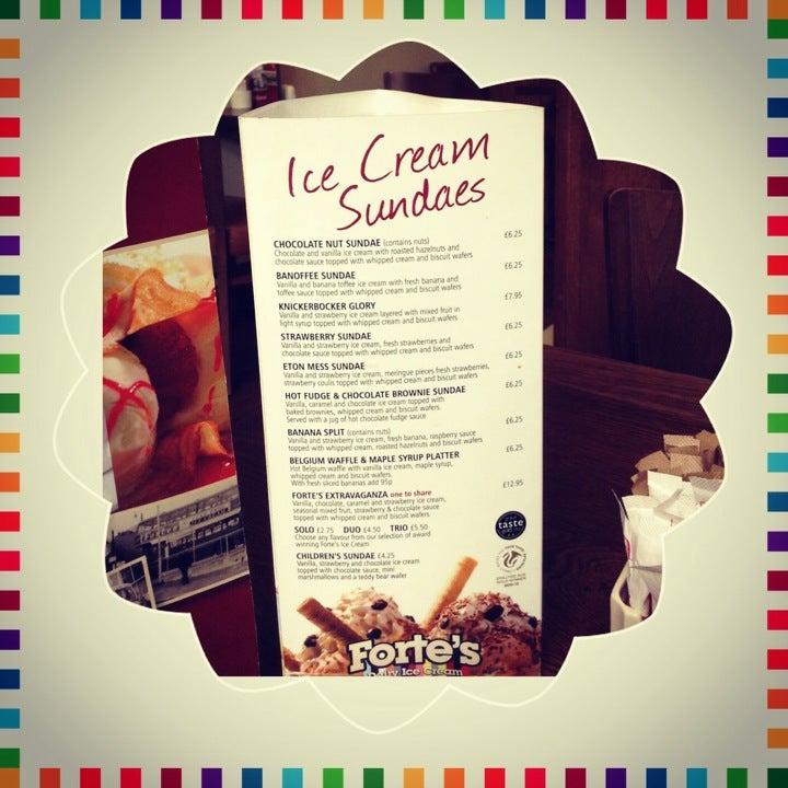Menu at Forte's Restaurant, Llandudno, 69 Mostyn St