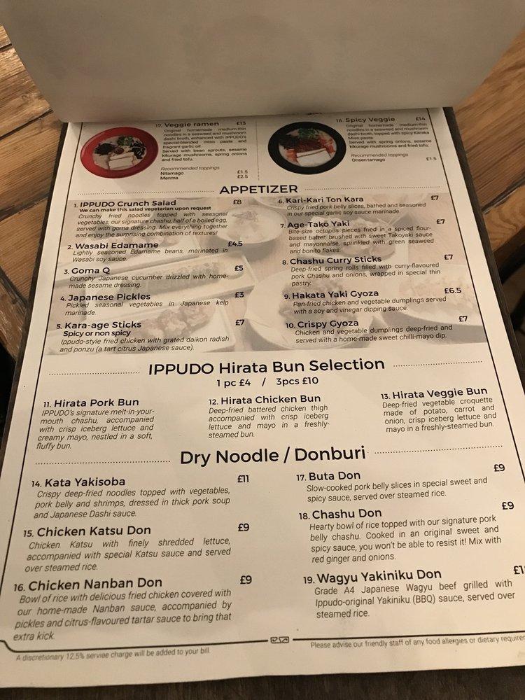 Menu at Ippudo Villiers Street restaurant, London, 31A Villiers St