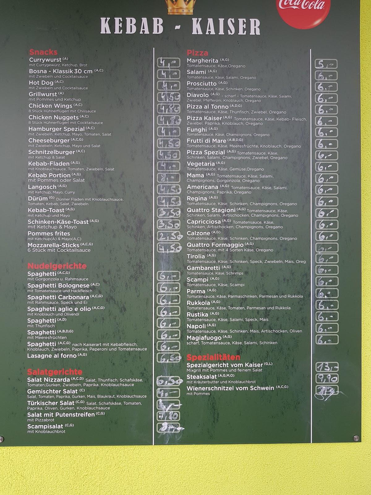 Speisekarte von Kebab Kaiser restaurant, Kössen