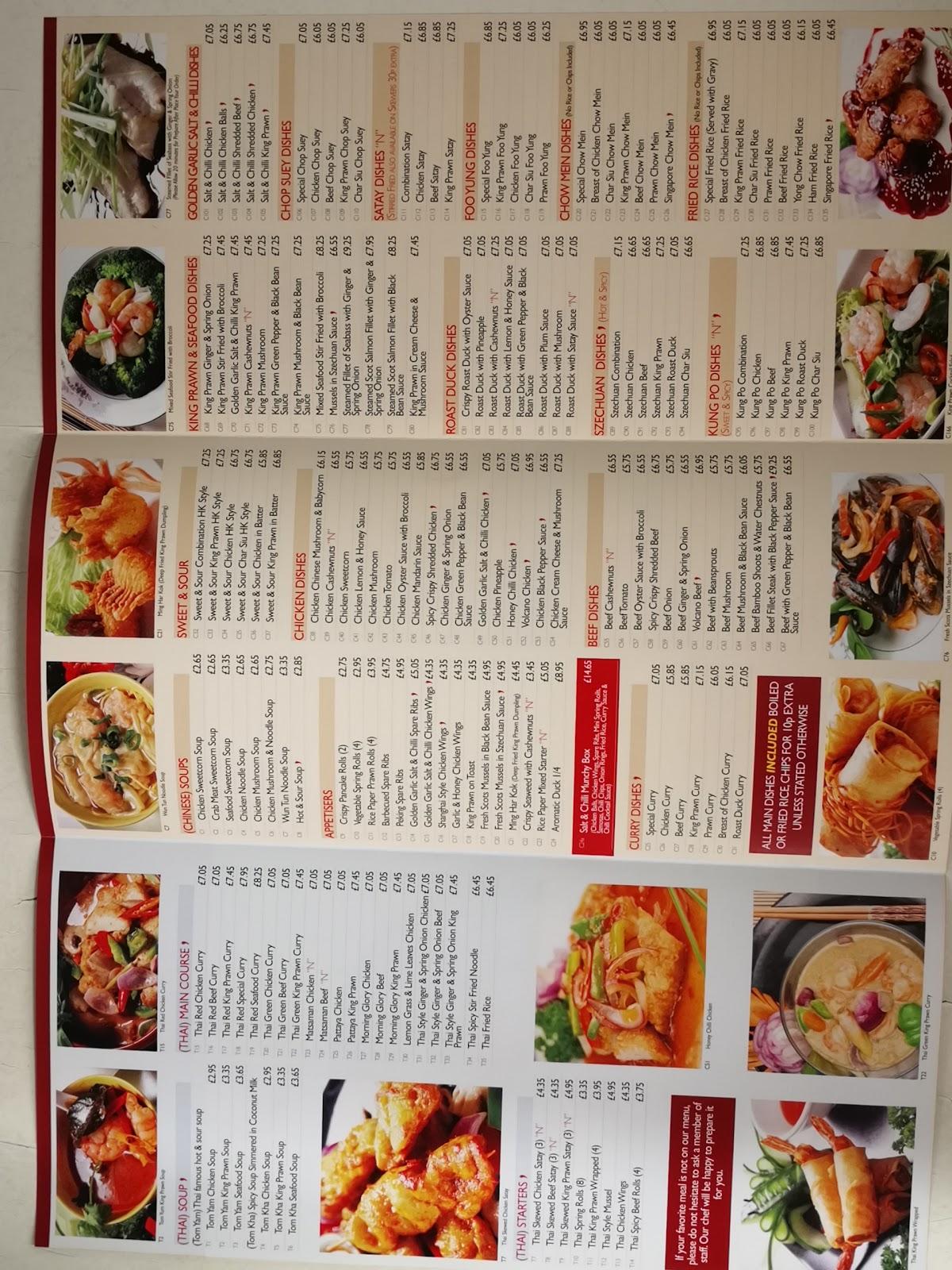 Menu at Rice Paper Thai & Chinese Takeaway restaurant, Irvine