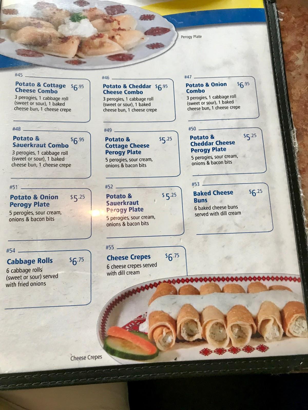 Menu at Uncle Ed's Restaurant, Edmonton