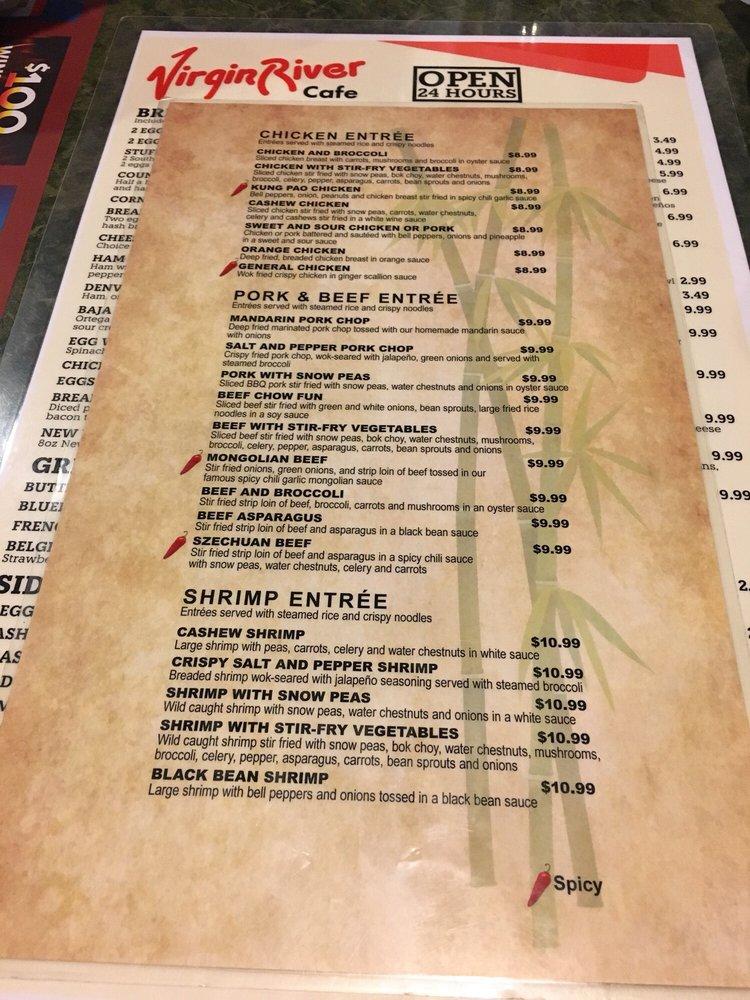 Menu at Virgin River Casino and Lodge cafe, Mesquite, 100 E Pioneer Blvd