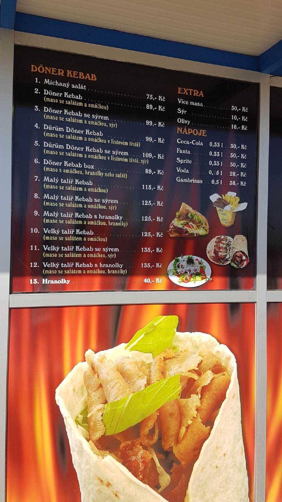 Menu at Kebab House 2 restaurant, Czech Republic, Havlíčkova 882