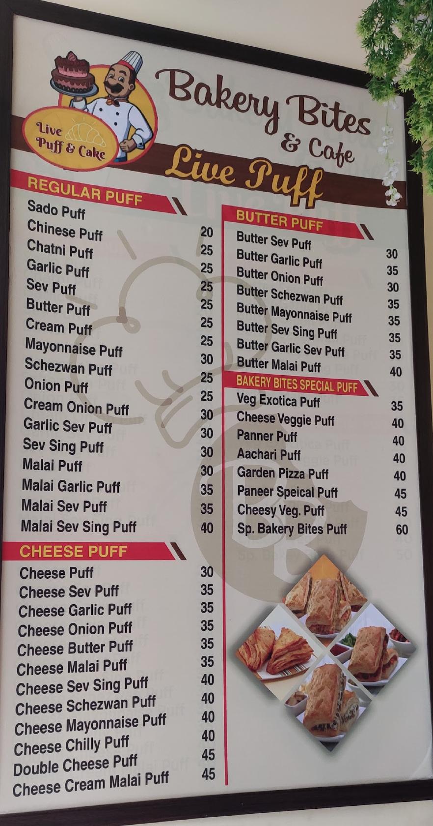Menu at Bakery Bites and Cafe, Ahmedabad