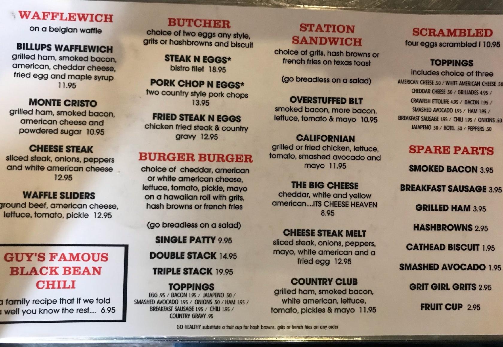 Menu at Fill-Up With Billups pub & bar, Biloxi
