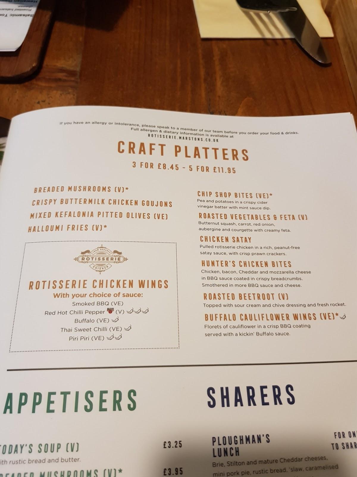 Menu at Oddfellows Compton pub & bar, Wolverhampton