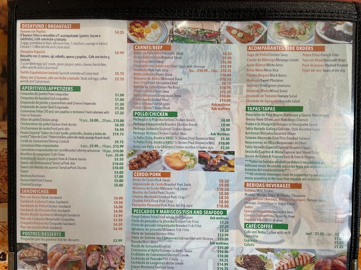 Menu at Sabor De Cuba Restaurant, Medley