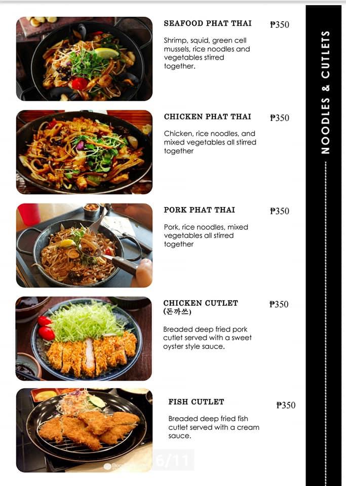 Menu at Thai Fusion restaurant, Olongapo