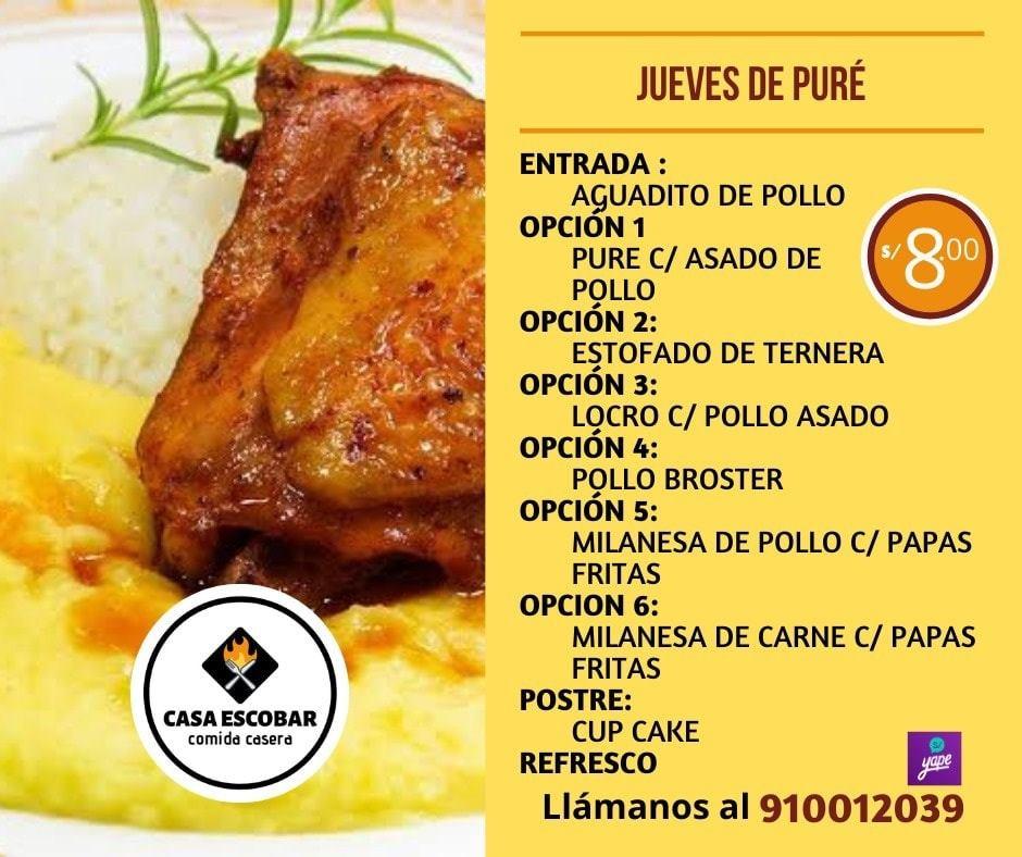 Menu at Casa Escobar, Ayacucho