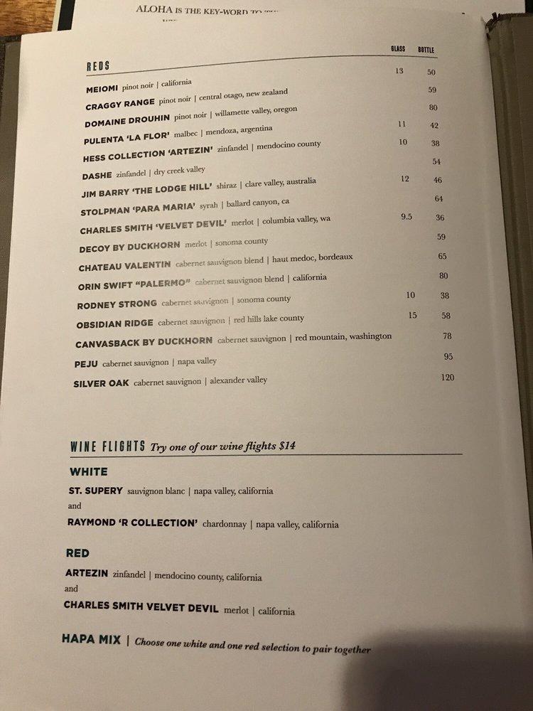 Menu at Duke's Waikiki pub & bar, Honolulu, Kalākaua Ave #116