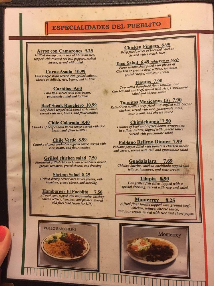 Menu at El Pueblito restaurant, Coffeyville