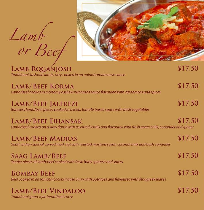 Menu at Royal Spoon restaurant, Lorn