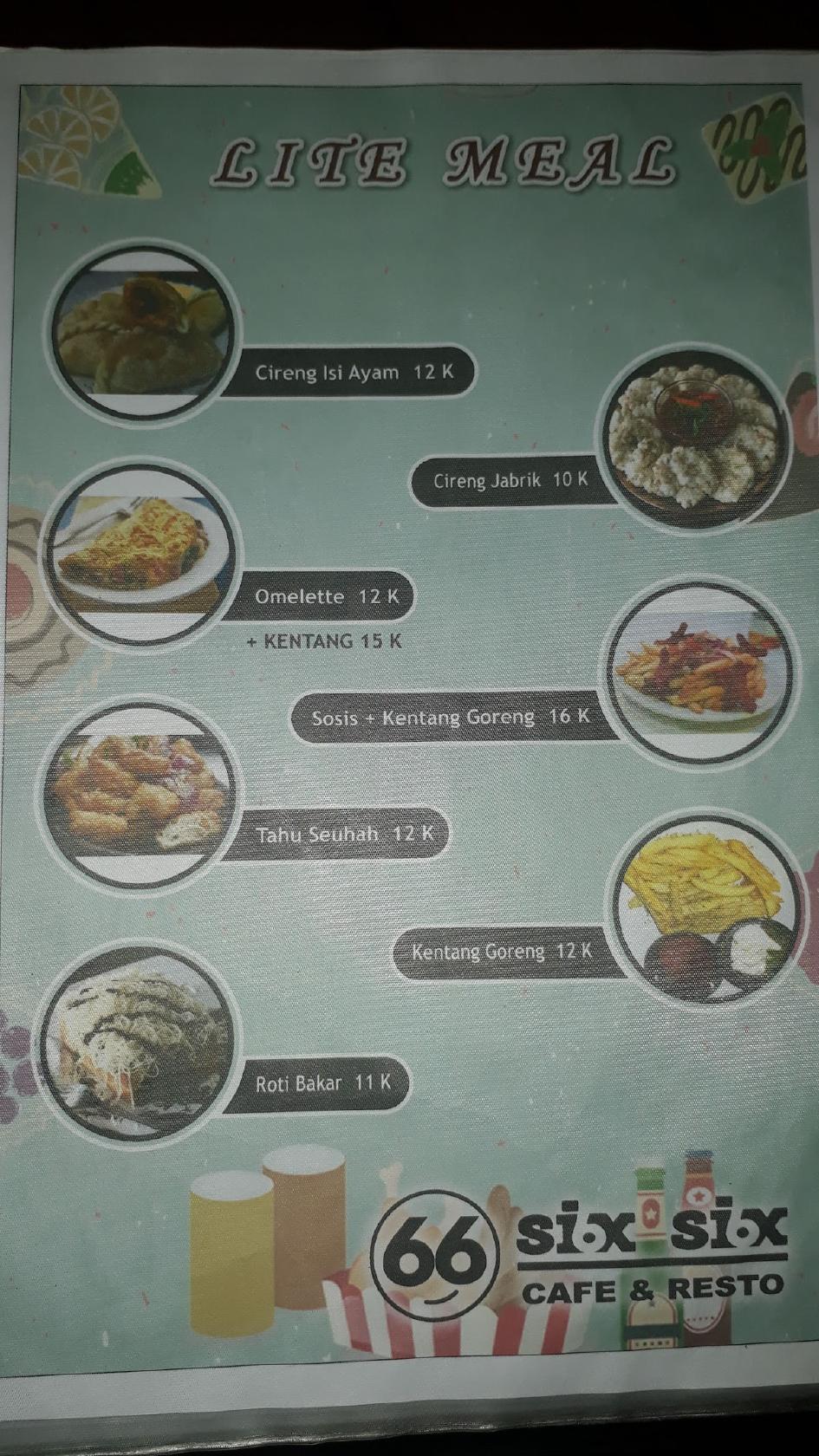 Menu at 66 (Cafe & Resto), Garut