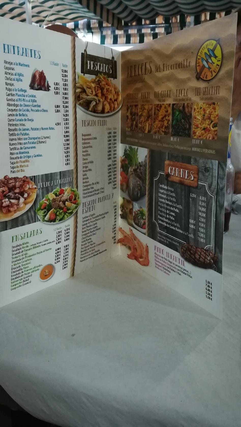 Carta del pub y bar Chiringuito del Juan, Algeciras, Zona Línea Marítima