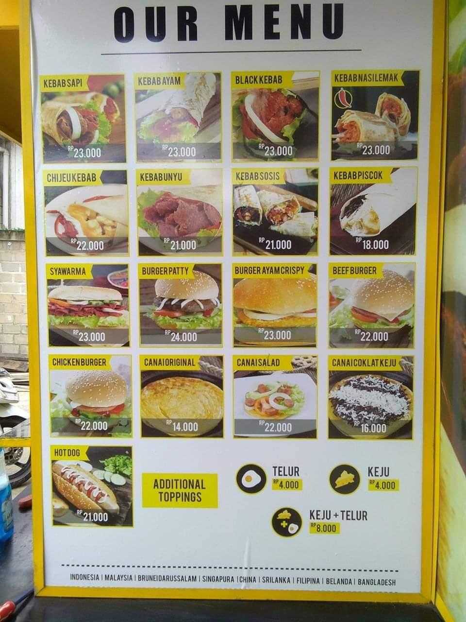 Menu at Kebab Turki Baba Rafi Diponegoro Teras Indomaret cafe, Swarga Bara