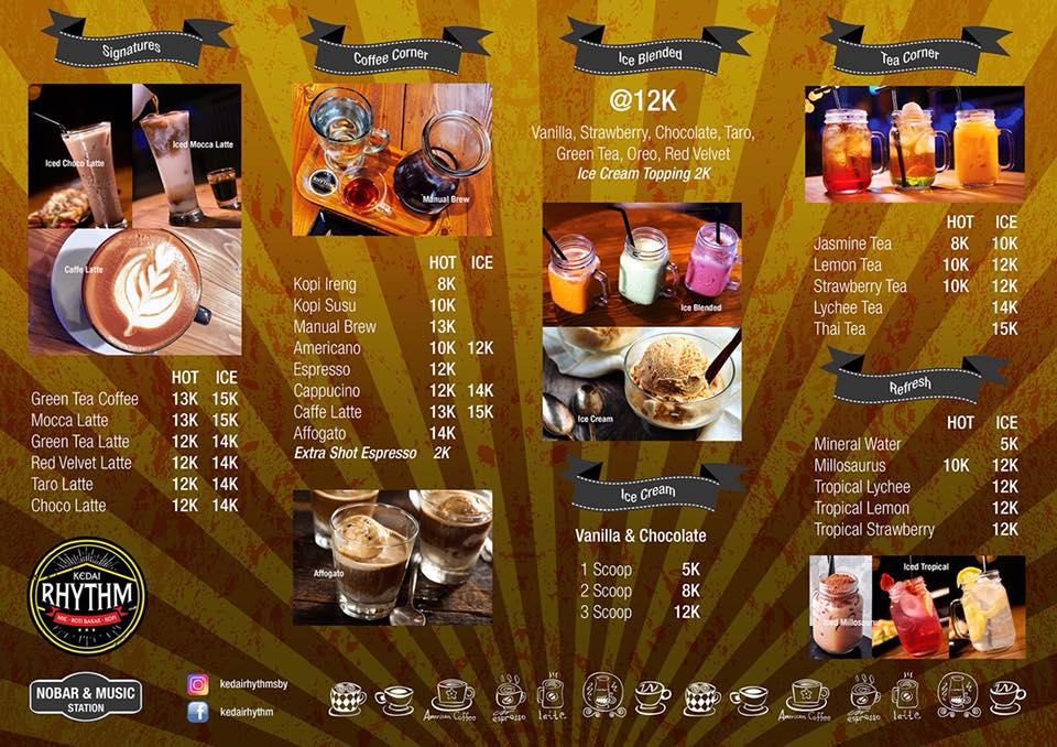 Menu at Kedai Rhythm cafe, Surabaya