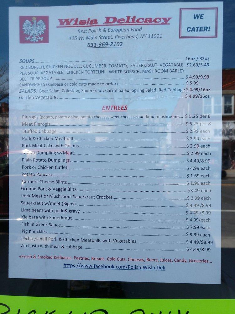 Menu at Wisla Deli, Riverhead