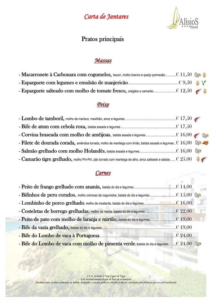 Menu em Restaurante @ Alisios Terraço, Albufeira