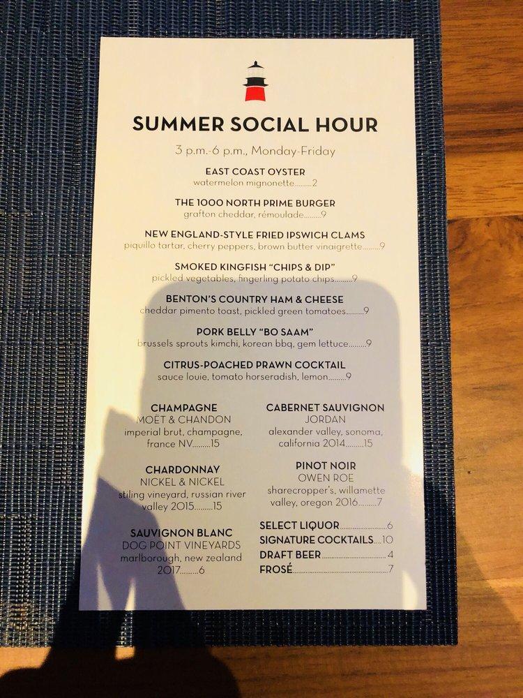 Menu at 1000 NORTH pub & bar, Jupiter