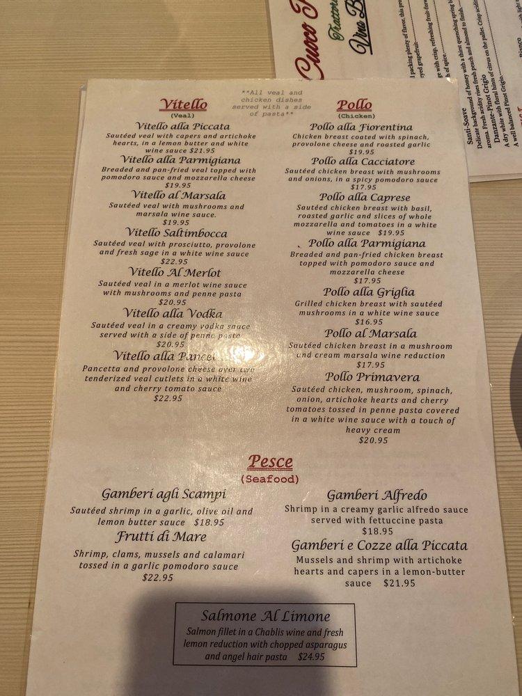 Menu at Cuoco Pazzo restaurant, Mount Pleasant
