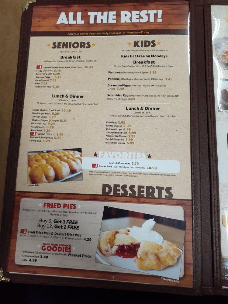 Menu at Jimmy's Round-Up Cafe & Fried Pies, Oklahoma City