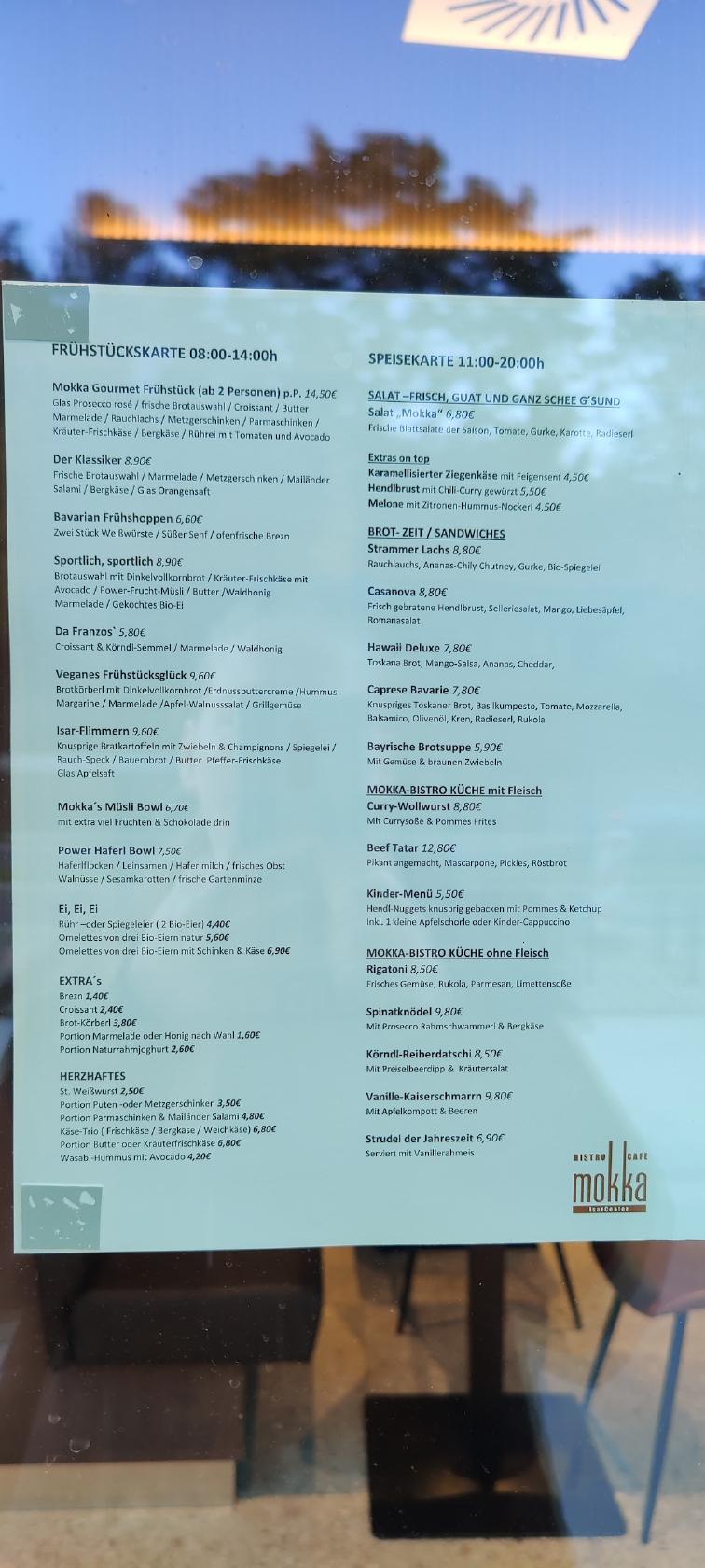 Menu au Mokka Isarcenter, Ottobrunn