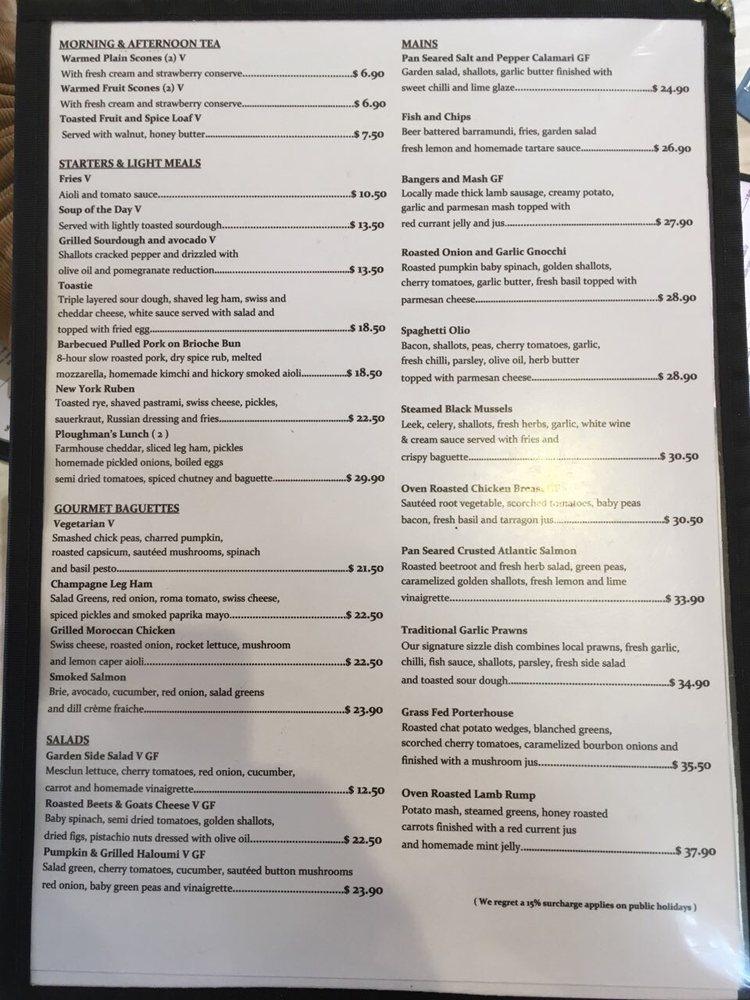 Menu at Poets Cafe, Montville