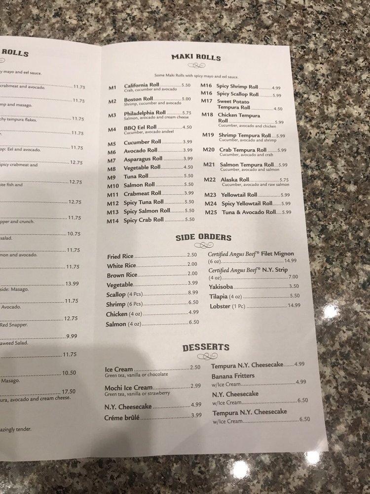 Menu at Shogun Steakhouse, Farmville, 707 N Main St