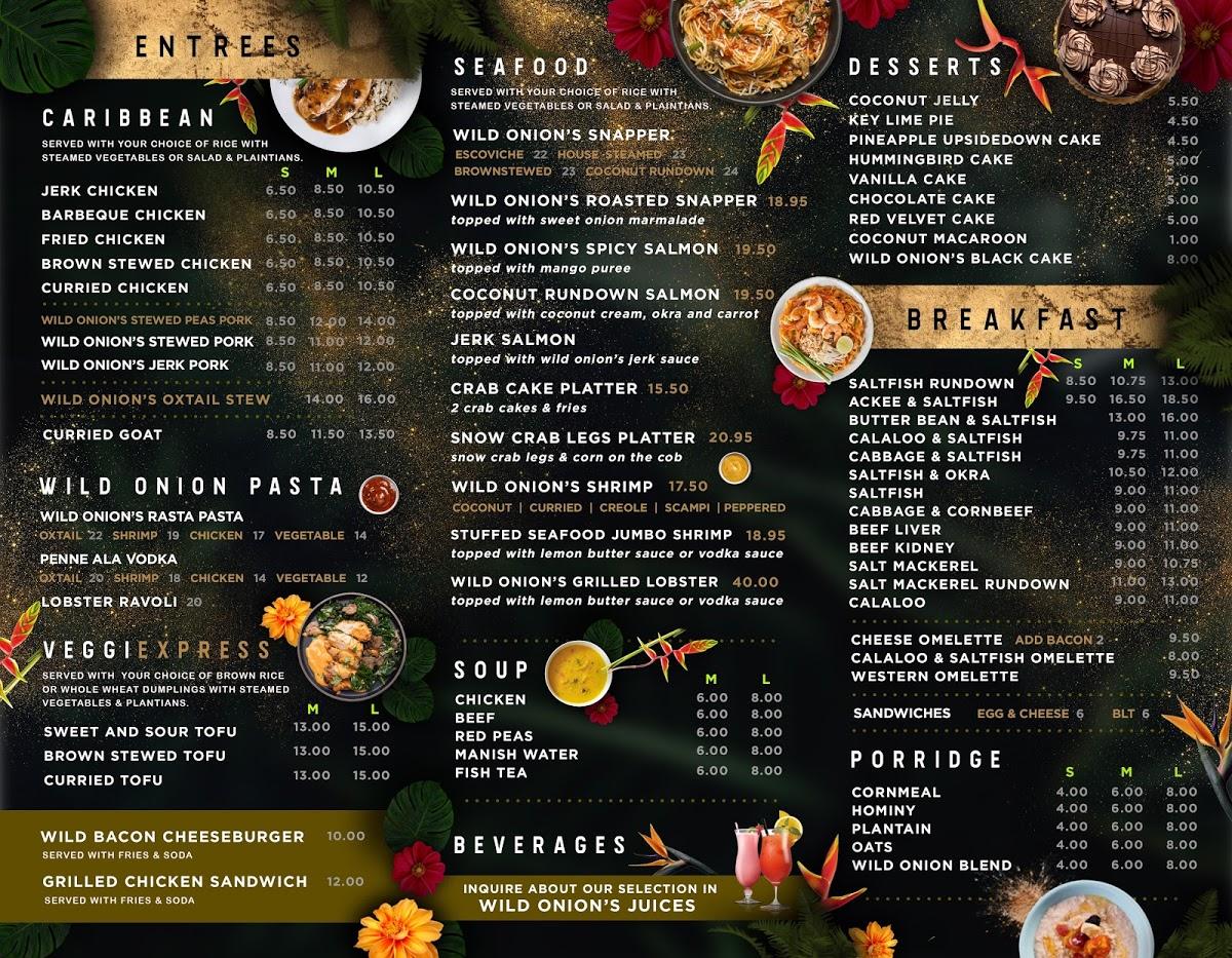 Menu at Wild Onion NYC restaurant, New York City