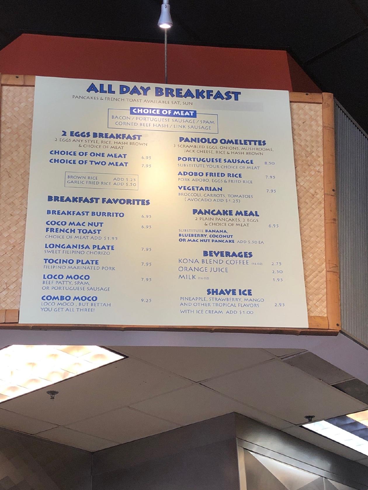 Menu at Da Luau Hawaiian Grill restaurant, Irvine, Jeffrey Rd