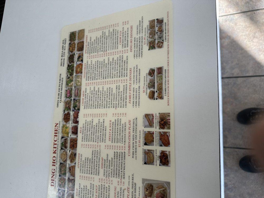 Menu at Ding Ho Kitchen restaurant, Fresno