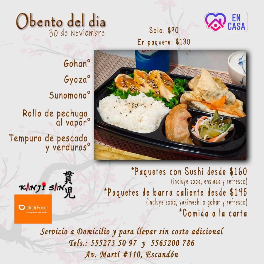 Menu at KANJI SAN restaurant, Mexico City, Av. José Martí 110