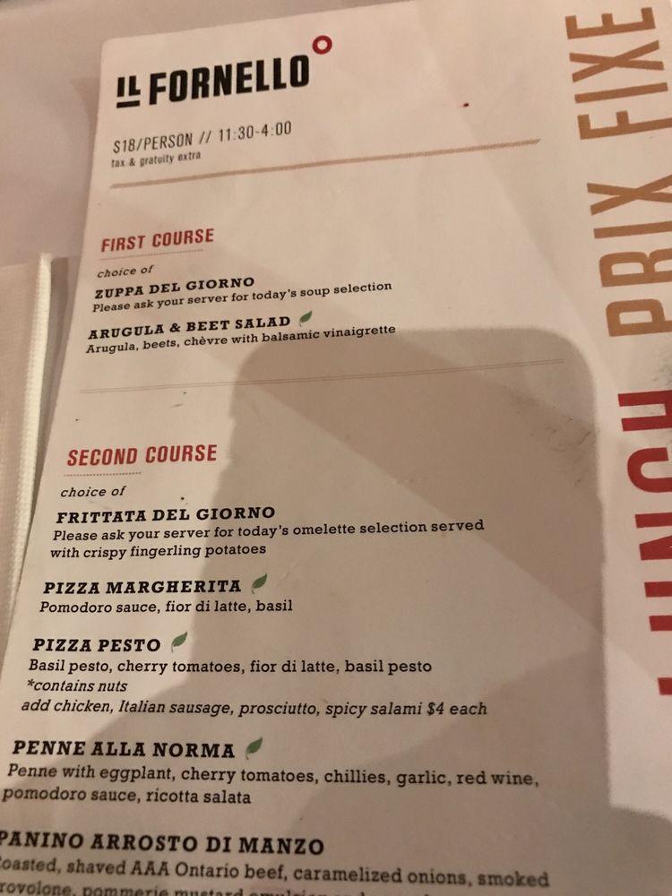 Menu at IL FORNELLO - Bayview Village pizzeria, Toronto, Bayview Ave