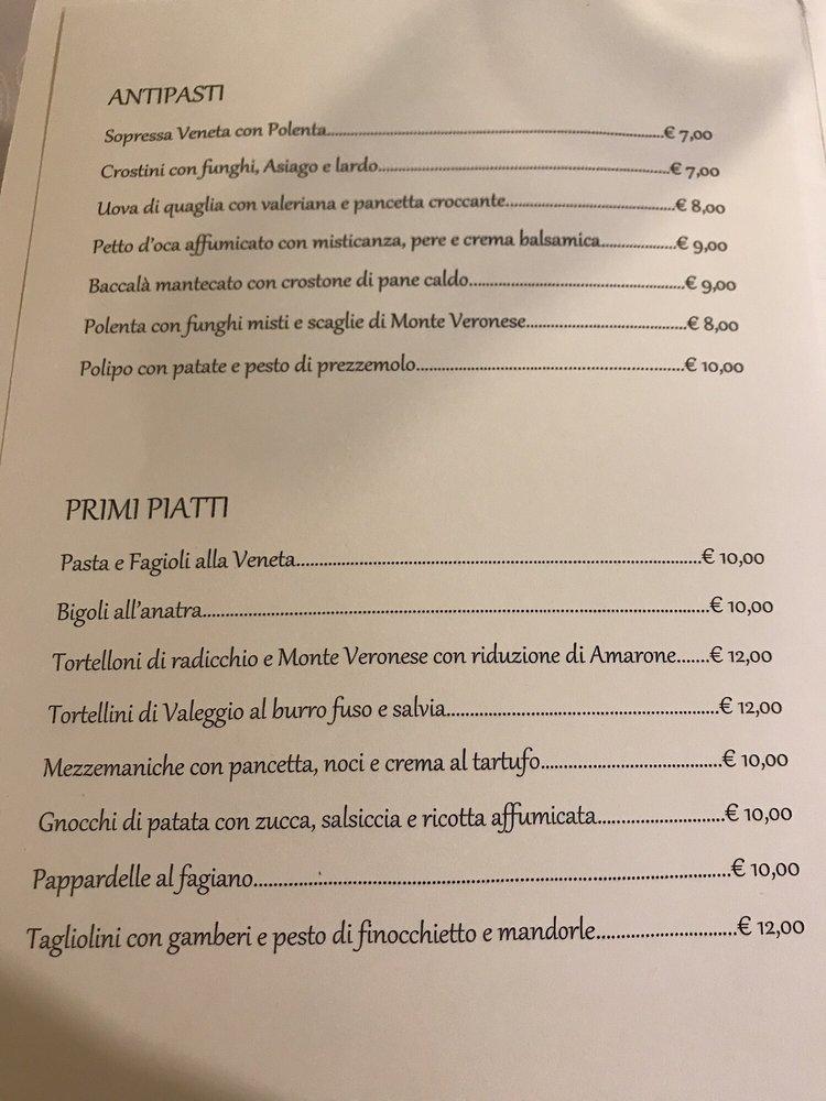 Menu da Ristorante Al Gambero, Soave