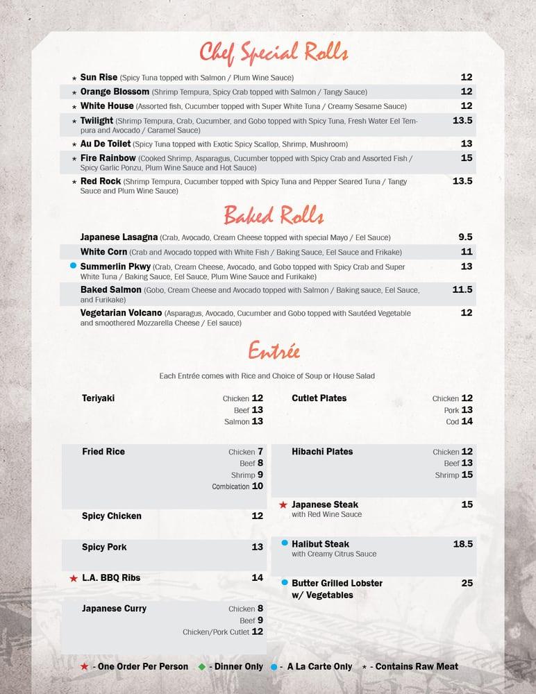 Menu at Sushi Bomb restaurant, Las Vegas, W Cheyenne Ave # 125
