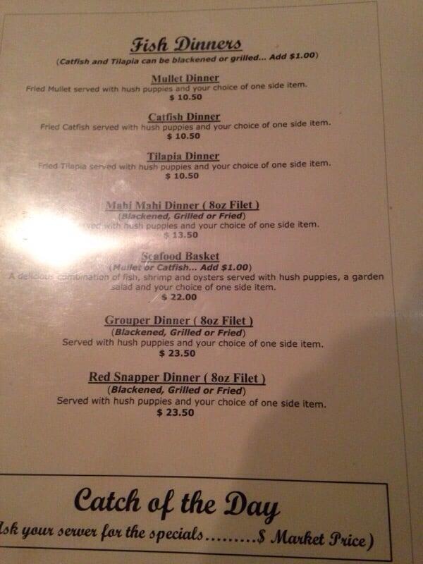 Menu at The Fishing Hole Pensacola Restaurant, Pensacola