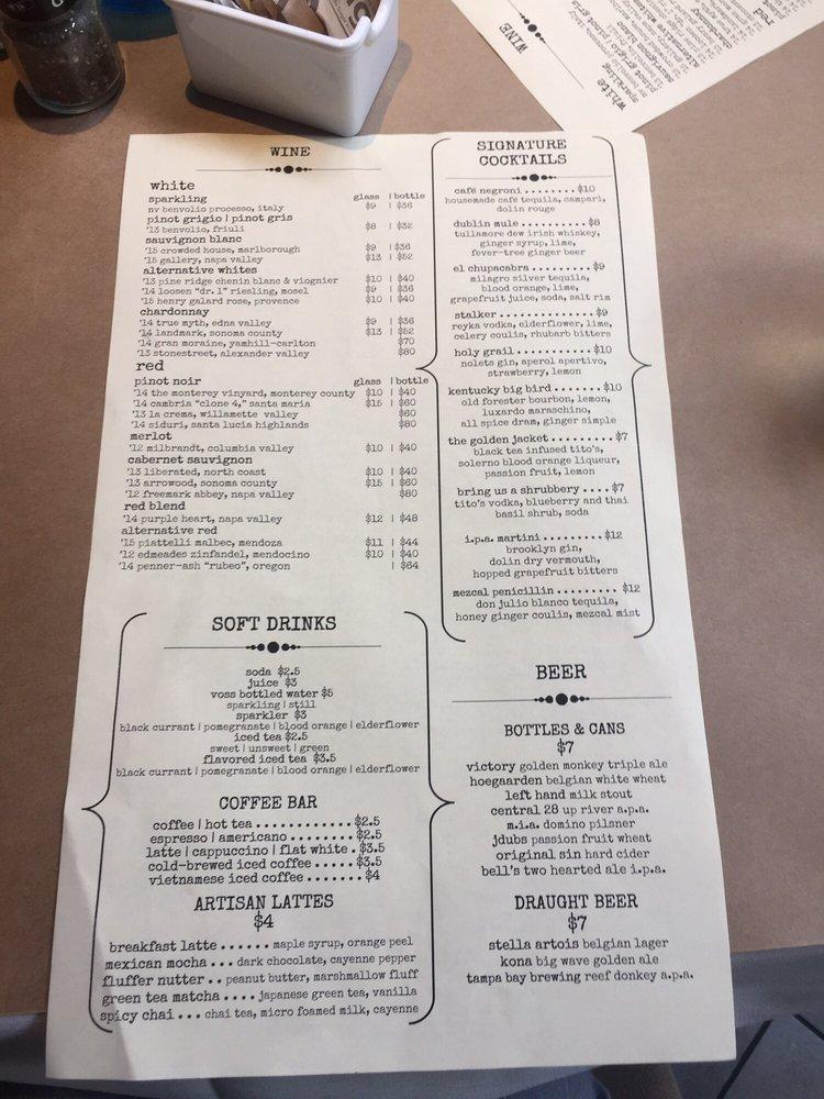Menu at Artisan's Table restaurant, Orlando
