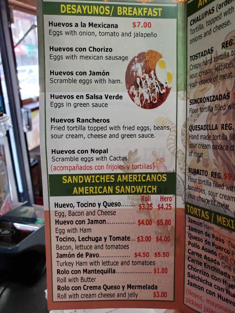 Menu at Los Milagros Deli Grocery pub & bar, New York City