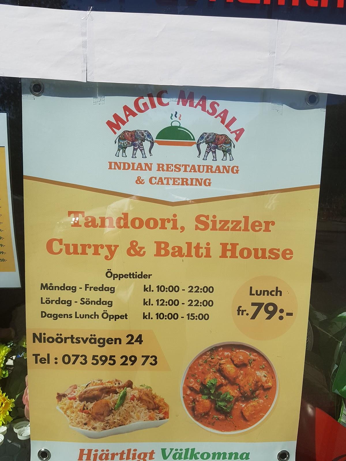 Menu at Magic Masala restaurant, Stockholm