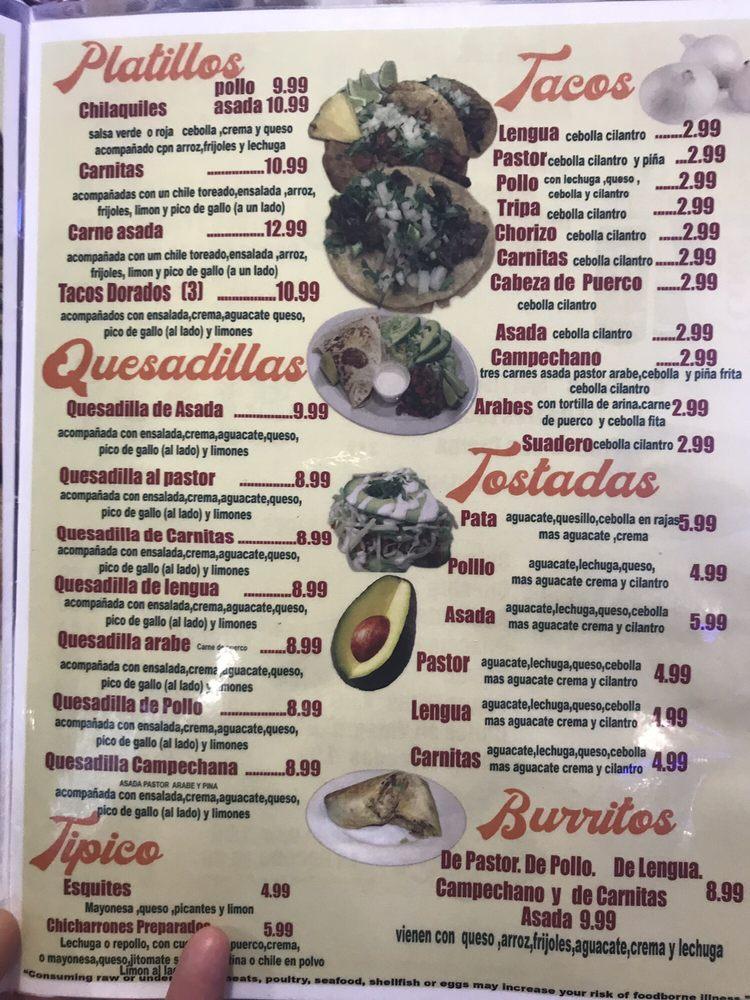 Menu at Restaurante El Panzon, Madison