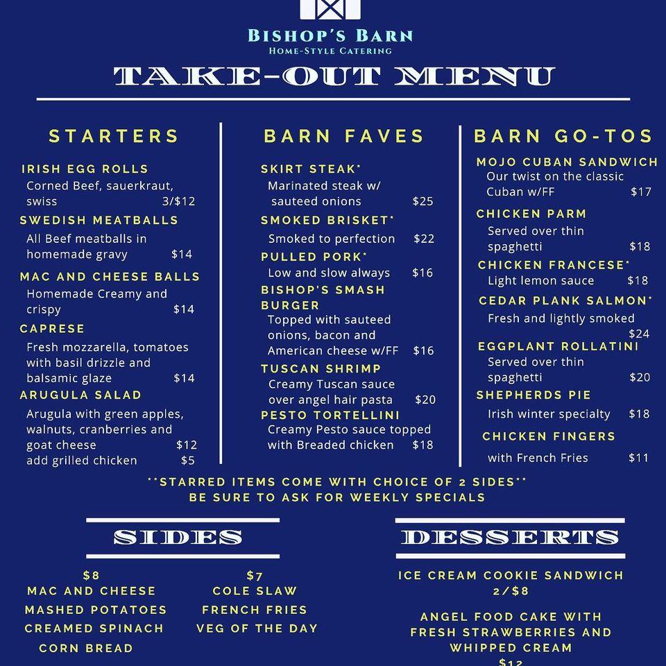 Menu at Bishop’s Barn Catering, New York City