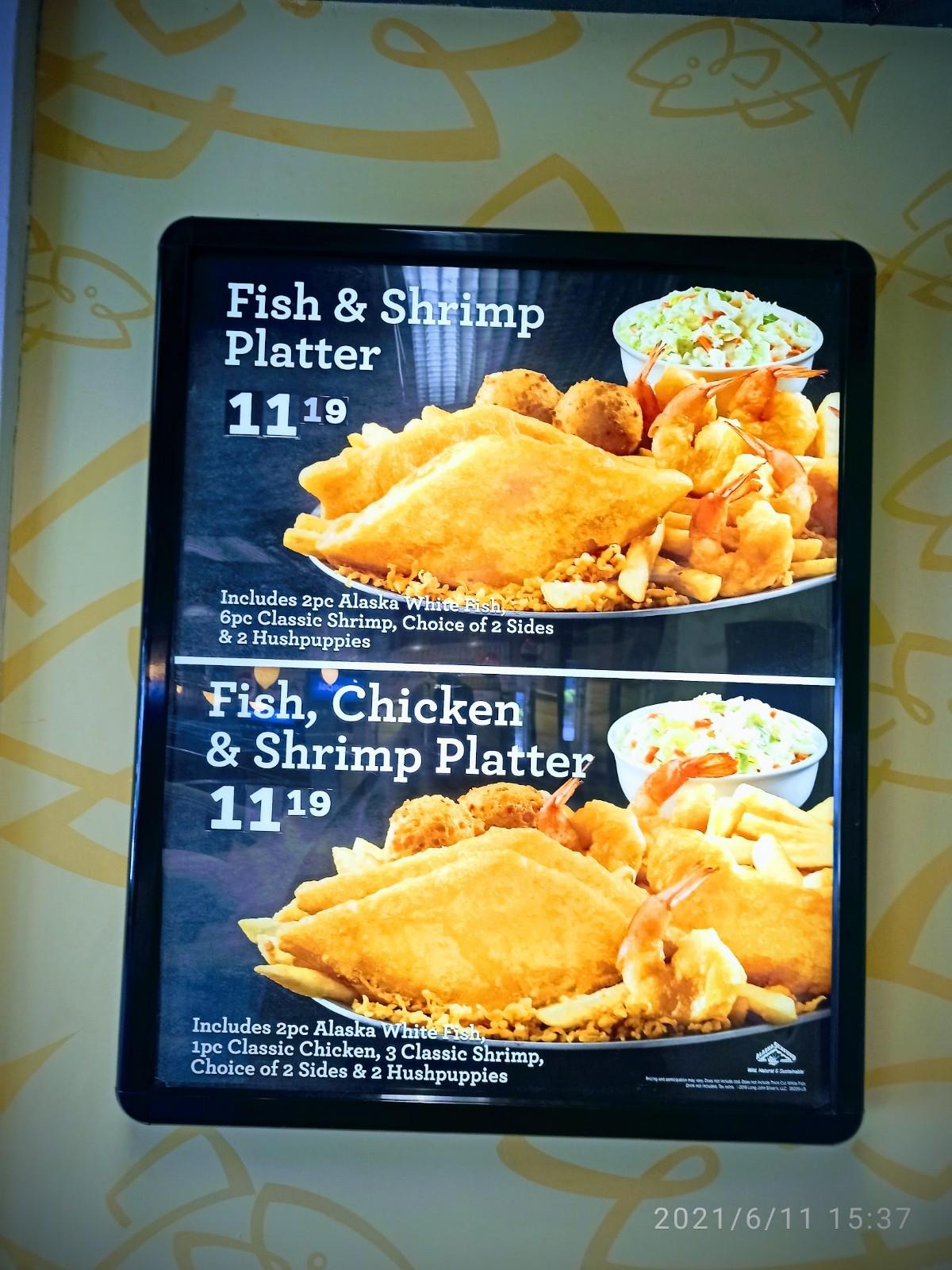Menu at Long John Silver's fast food, Yuba City