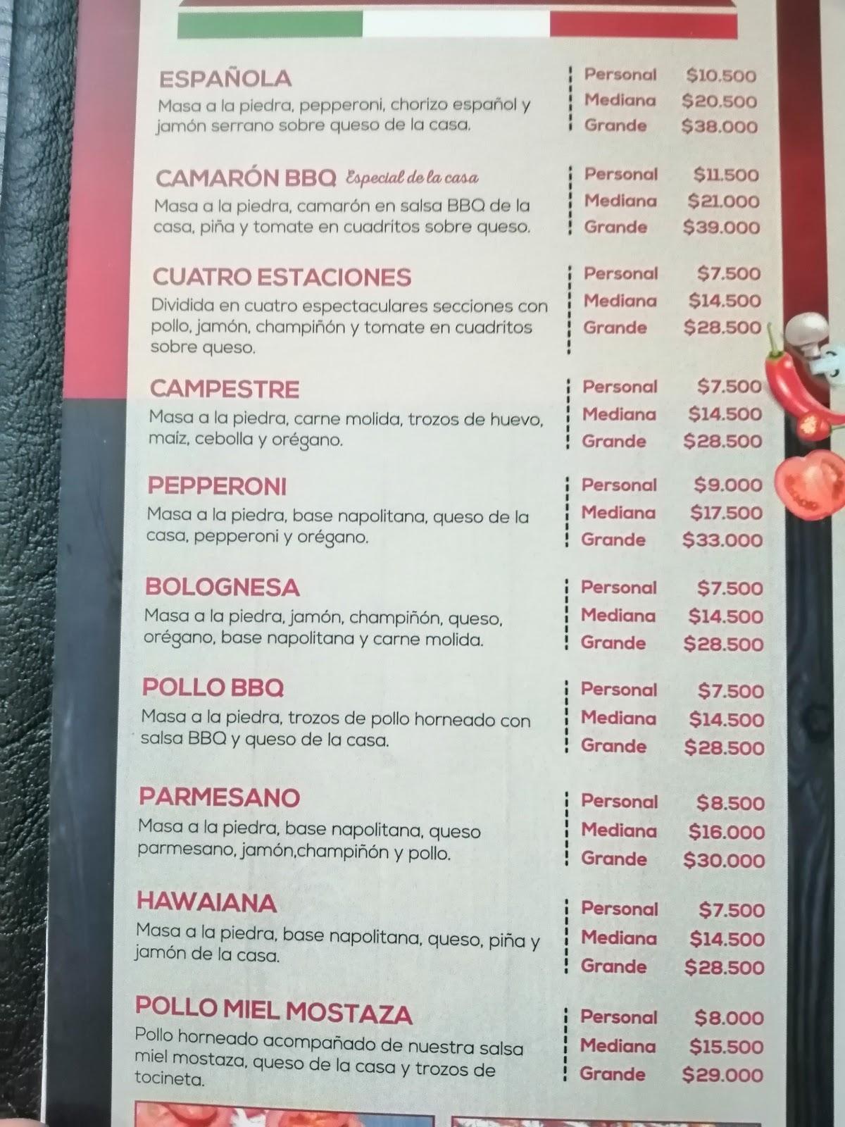 Menu at Pizzería Springfield Gourmet, Bogotá