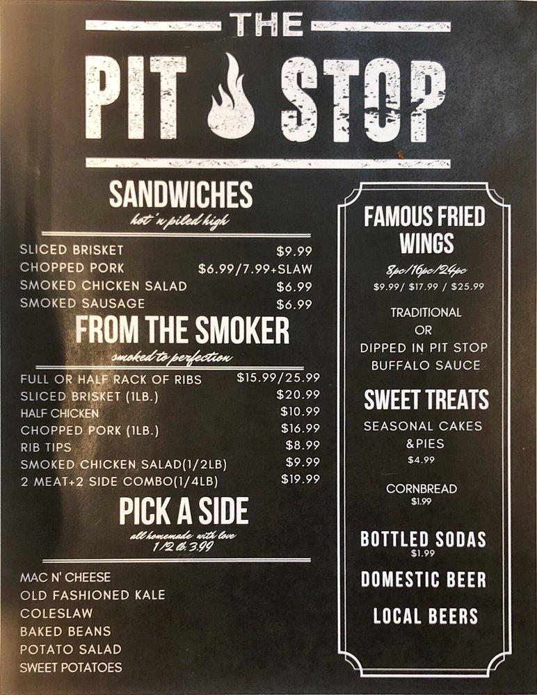 Menu at The Pit Stop Barbecue, Sterling