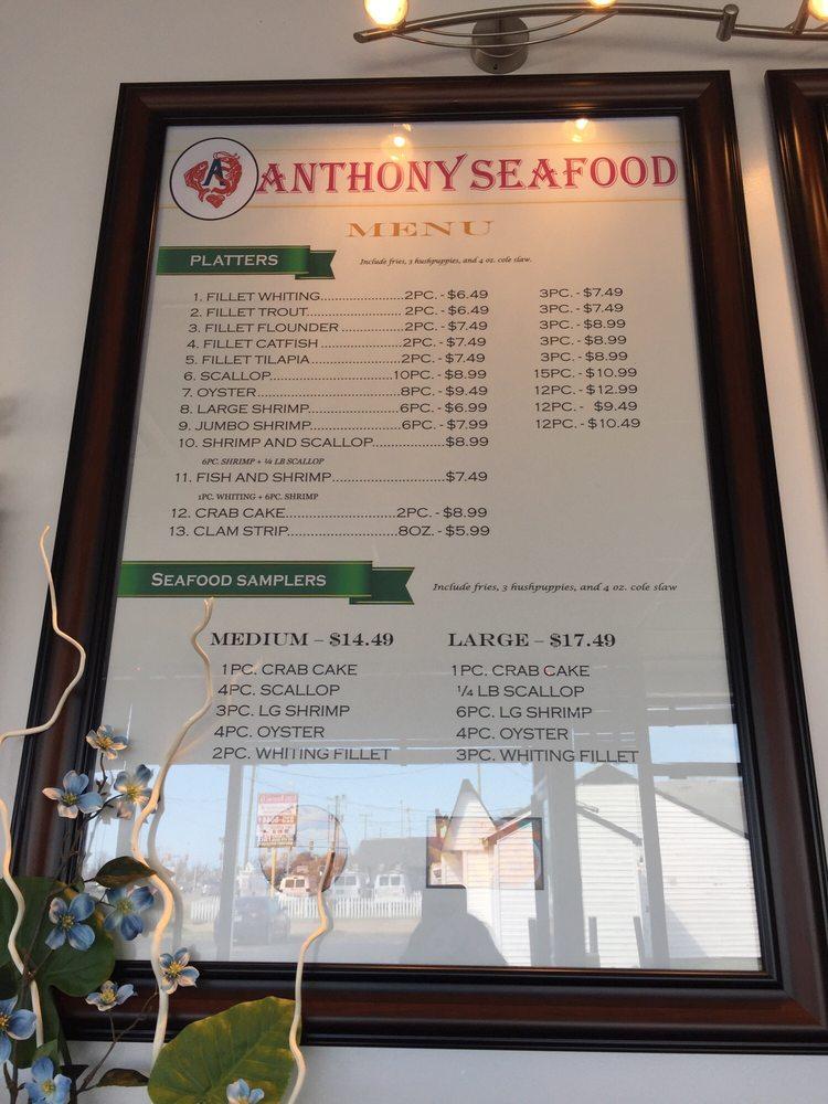 Menu at Anthony's Seafood restaurant, Hampton