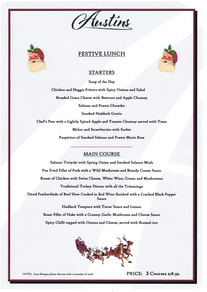 Menu at AUSTINS RESTAURANTS LTD, Girvan